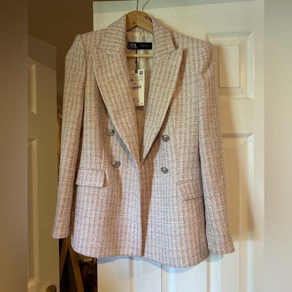 Zara | Jackets & Coats | Nwt Zara Tweed Blazer Pink Xs | Poshmark